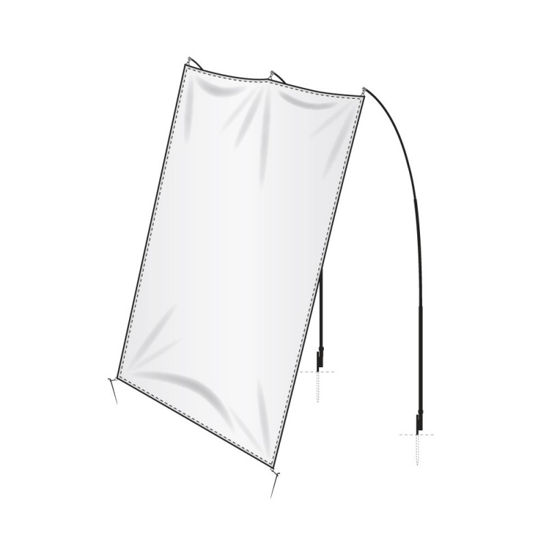 Voile grand format portable avec visuel interchangeable en textile