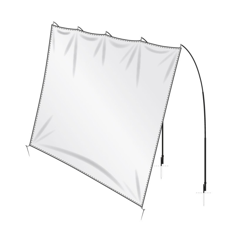 Voile grand format portable avec visuel interchangeable en textile